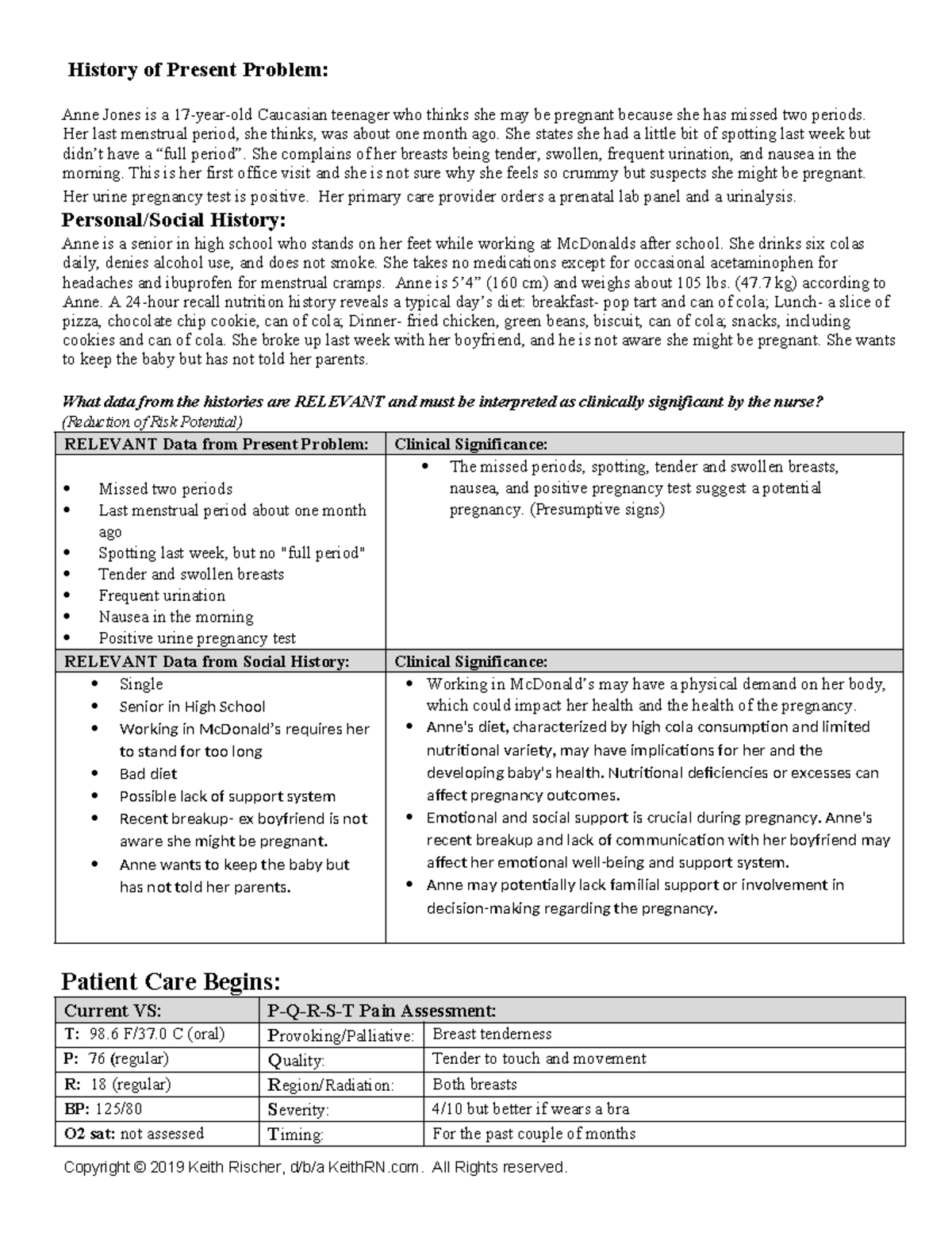 Antepartum Unfolding Case Study NUR 335 Module - History of Present ...