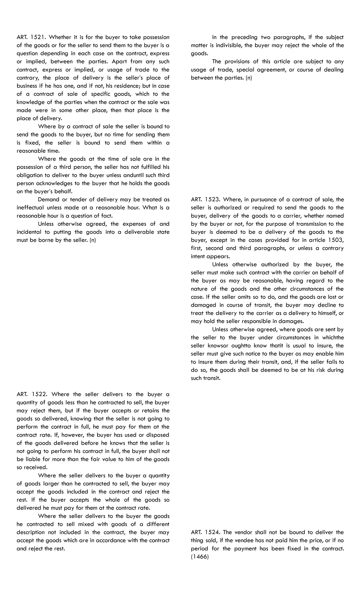 Copy of 1521 to 1599 - jhvkhv - ART. 1521. Whether it is for the buyer ...