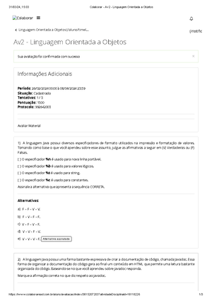 Colaborar - Av1 - Análise Orientada a Objetos 2024 - Análise Orientada ...