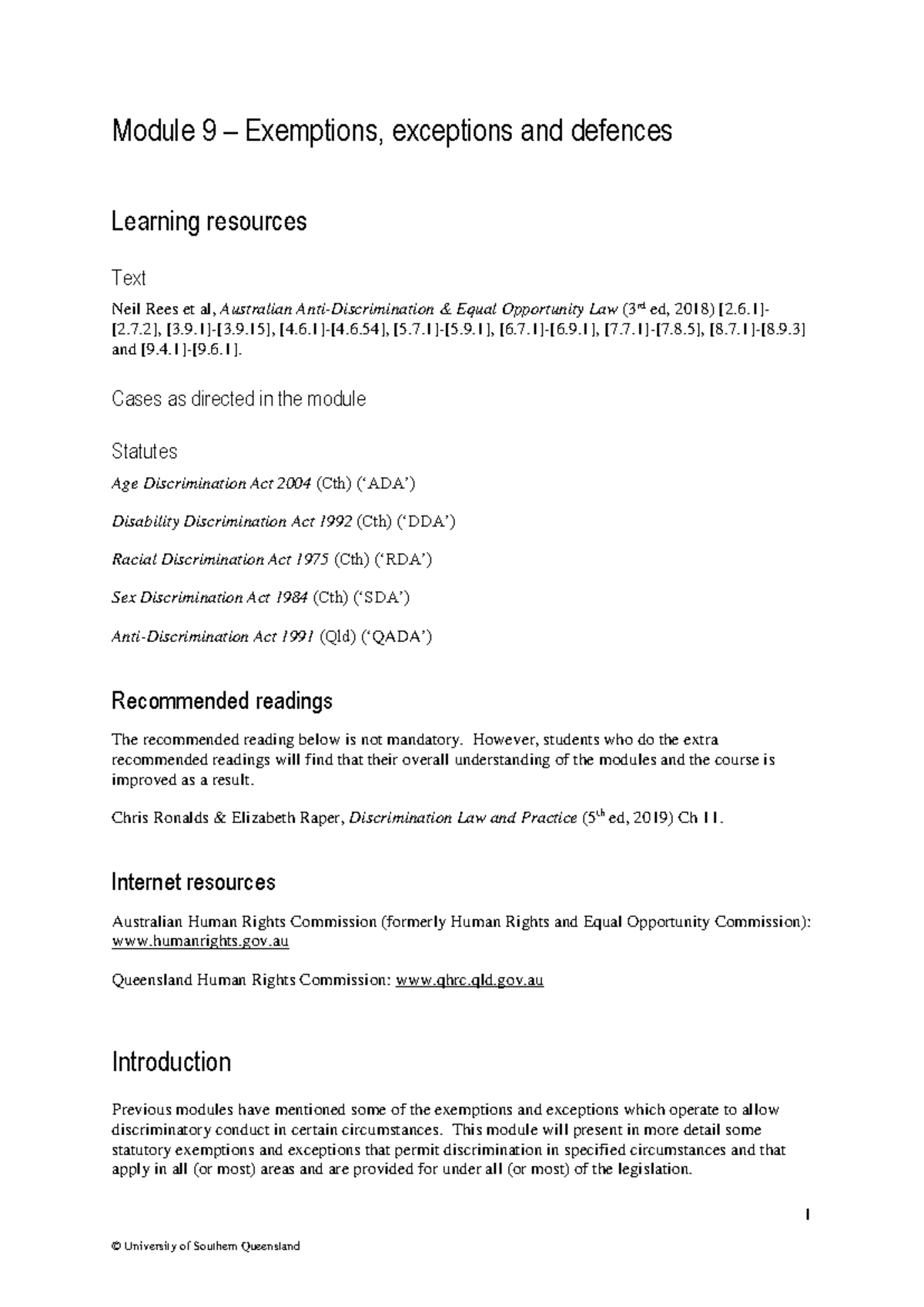 2024 Module 9-Exemptions-exceptions-defences - 1 Module 9 – Exemptions, exceptions and defences ...