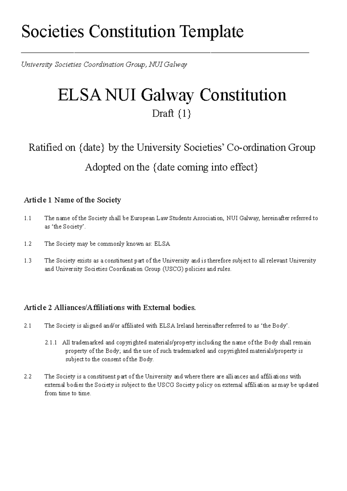 ELSA Society - Constitution 2021 - Societies Constitution Template ...