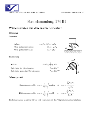 2018 WS DSK Leyendecker Formelsammlung - Dynamik starrer Körper - Studocu