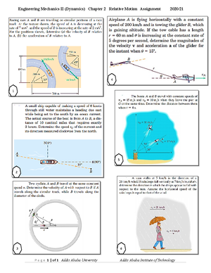 Assignemnt 1 CH2 Rectilinear Motion - Engineering Mechanics II (Dynamics) Chapter 2 Rectilinear ...