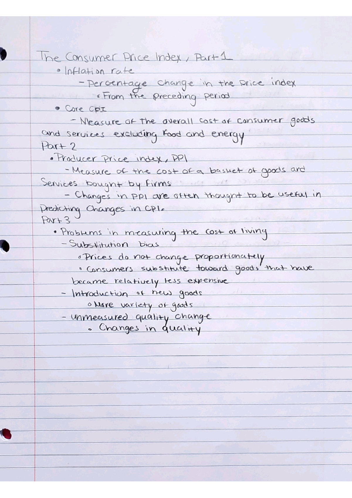 Macro 2 - slide notes - The Consumer Price Index , Part 1 Inflation ...