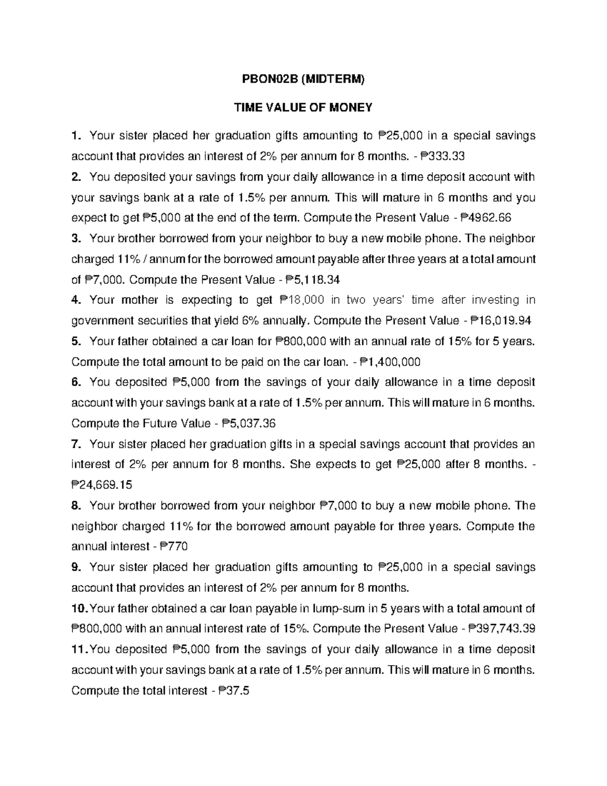 Principles OF Business Operations - TIME Value OF Money - Principles of ...