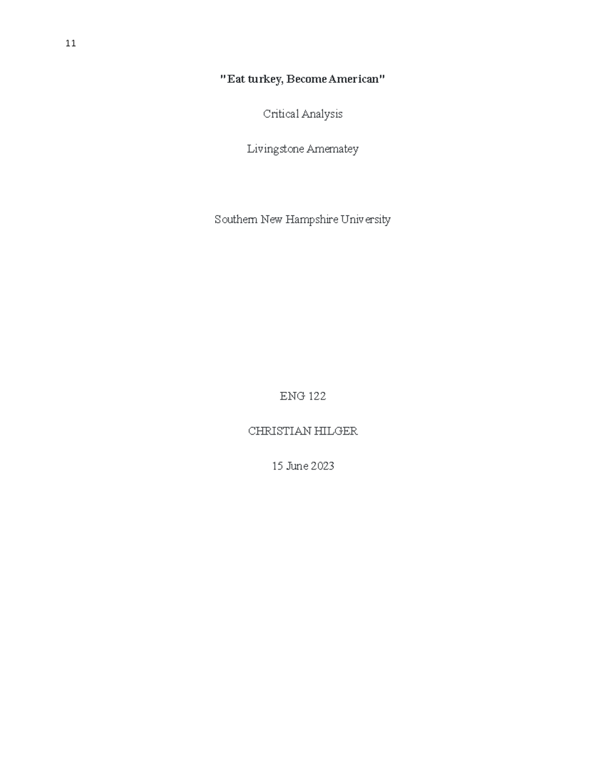 Critical essay new - Copy - Copy - Copy - Copy - Eng 122 - SNHU - Studocu