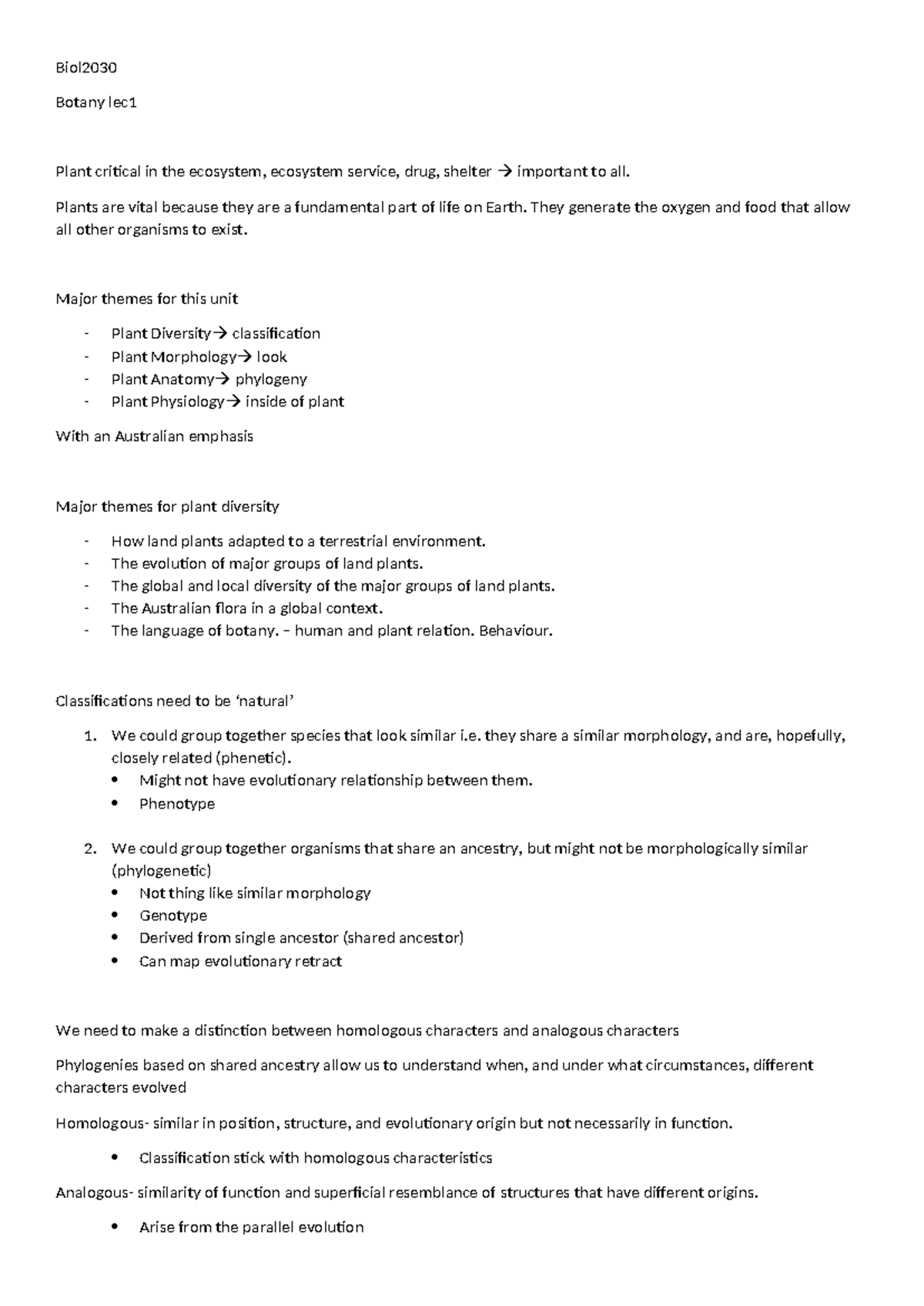Biol2030 - plant science second year - Biol Botany lec Plant critical ...
