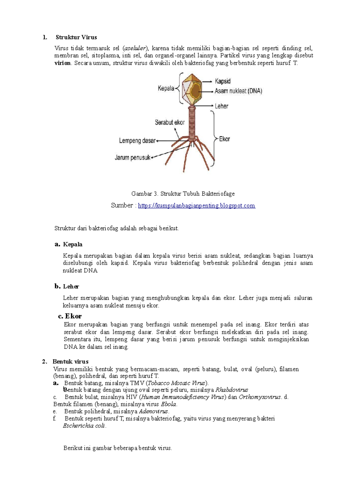 Struktur Virus - useful - Struktur Virus Virus tidak termasuk sel ...