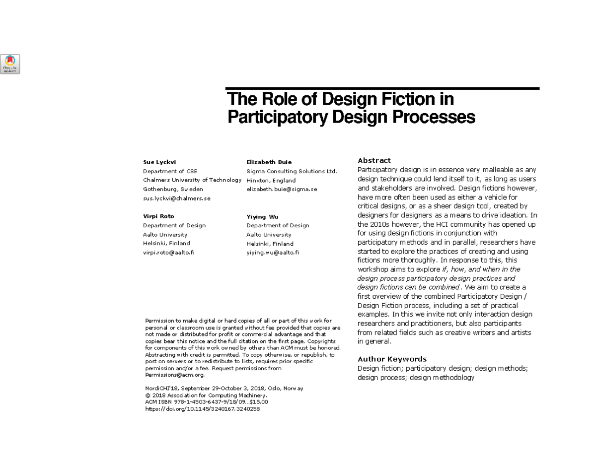 Workshop material - The Role of Design Fiction in Participatory Design ...