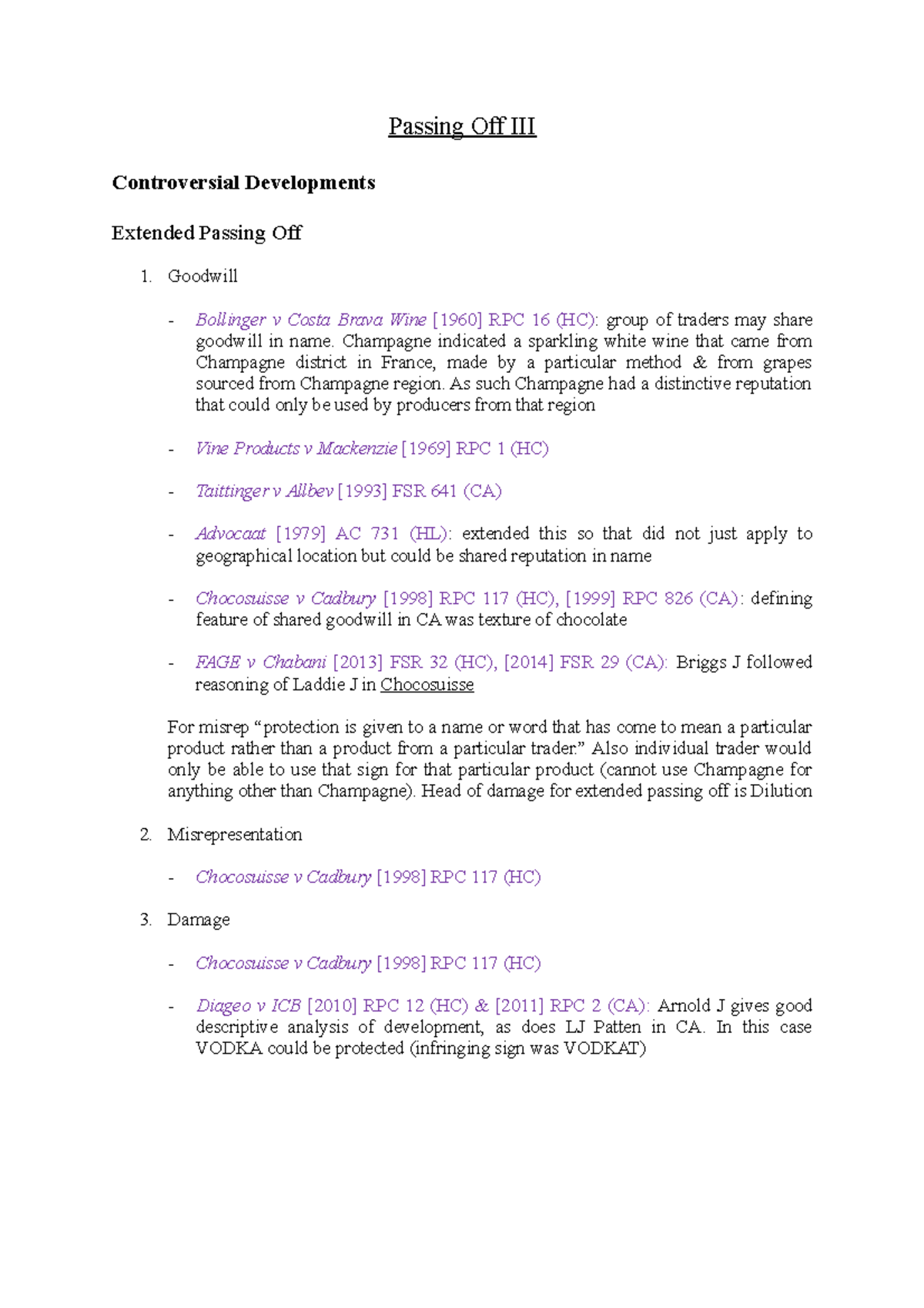 Passing Off III - unit 2 - Passing Off III Controversial Developments ...