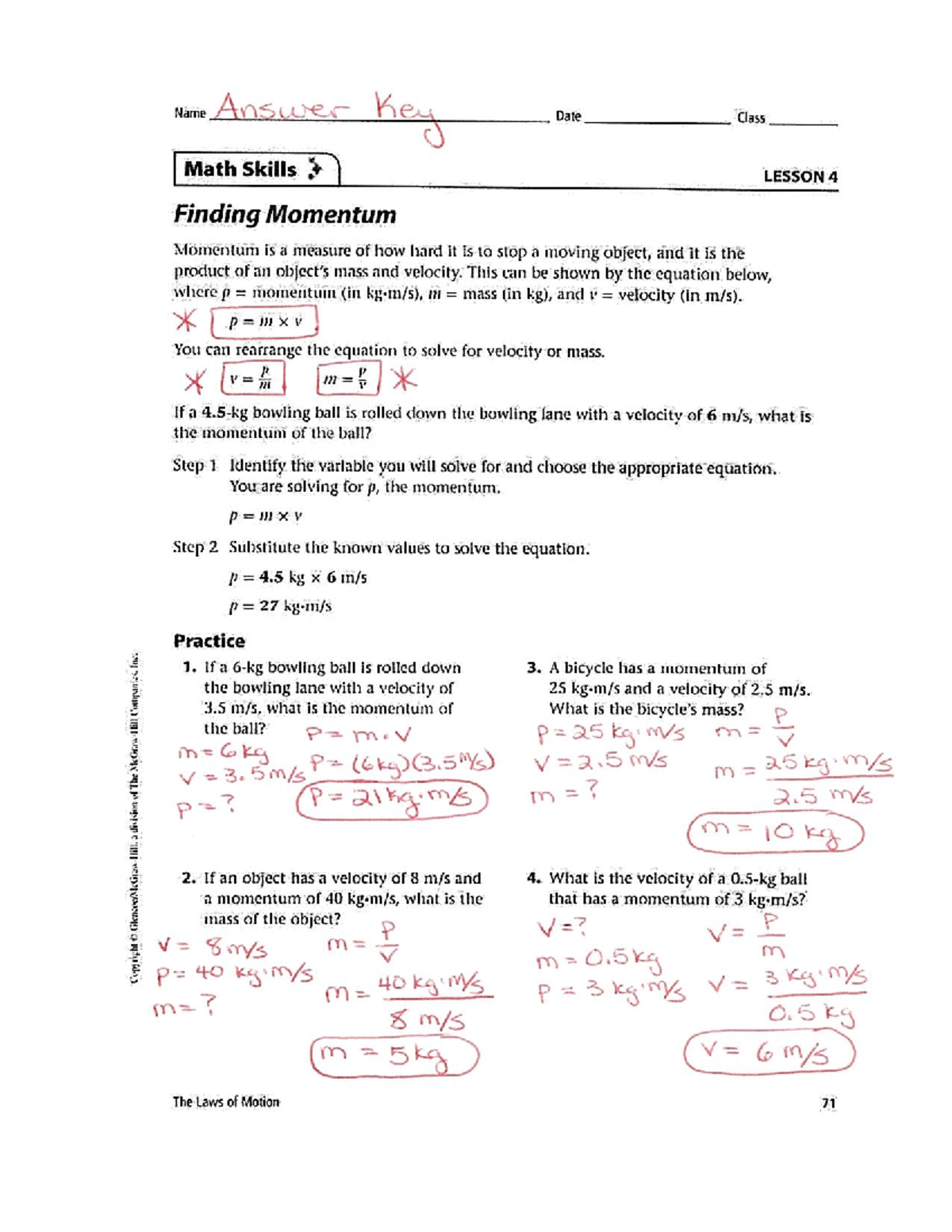 Momentum answer sheet - bachelor of physical education - Studocu