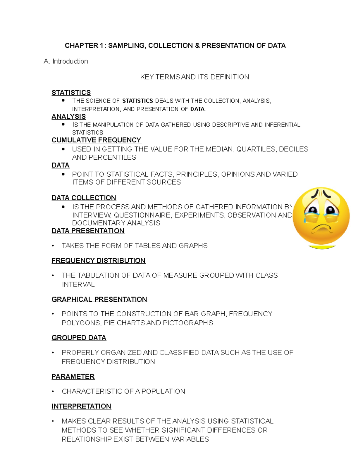 elementary statistics - CHAPTER 1: SAMPLING, COLLECTION & PRESENTATION ...