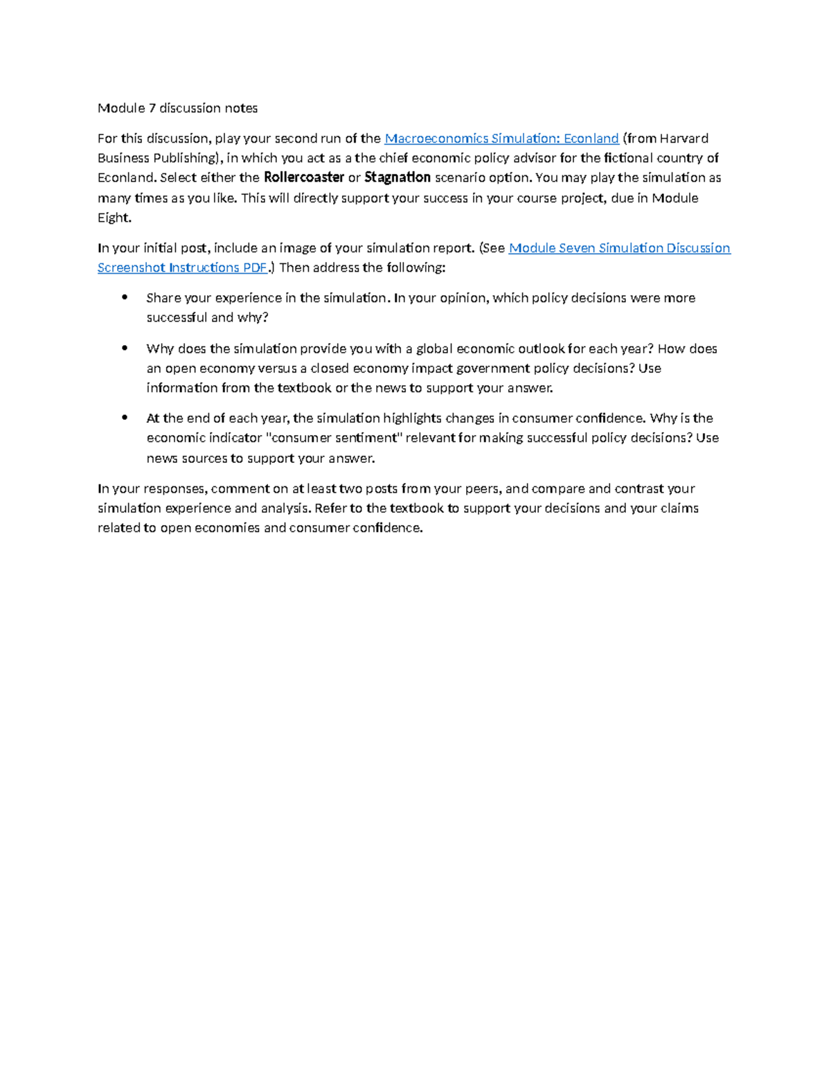 Module 7 discussion notes - Module 7 discussion notes For this ...