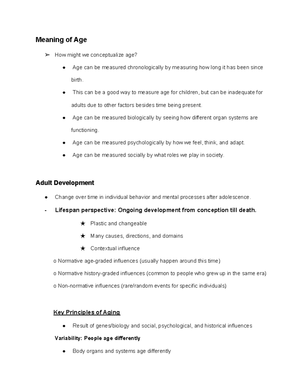 PSYC 235 Full Semester Lecture Notes - Meaning of Age How might we ...