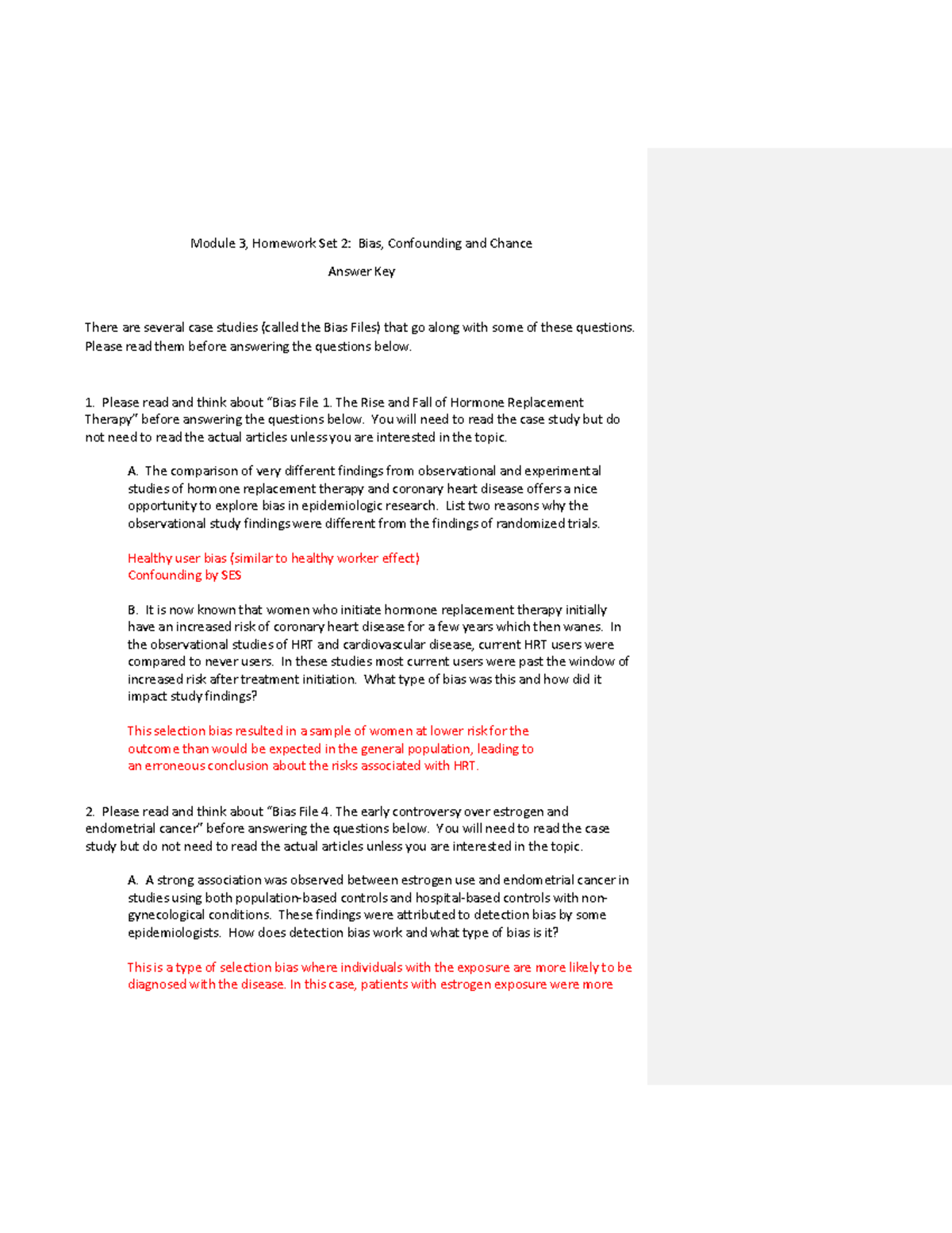 Homework Module 3 2 Module 3 Homework Set 2 Bias Confounding And