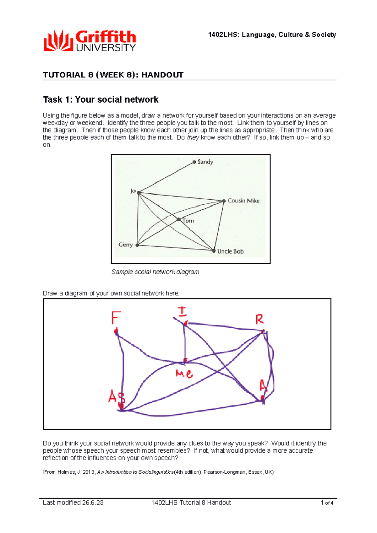 1402 Tutorial 8 Handout Tutorial 8 Week 8 Handout Task 1 Your Social Network Using The