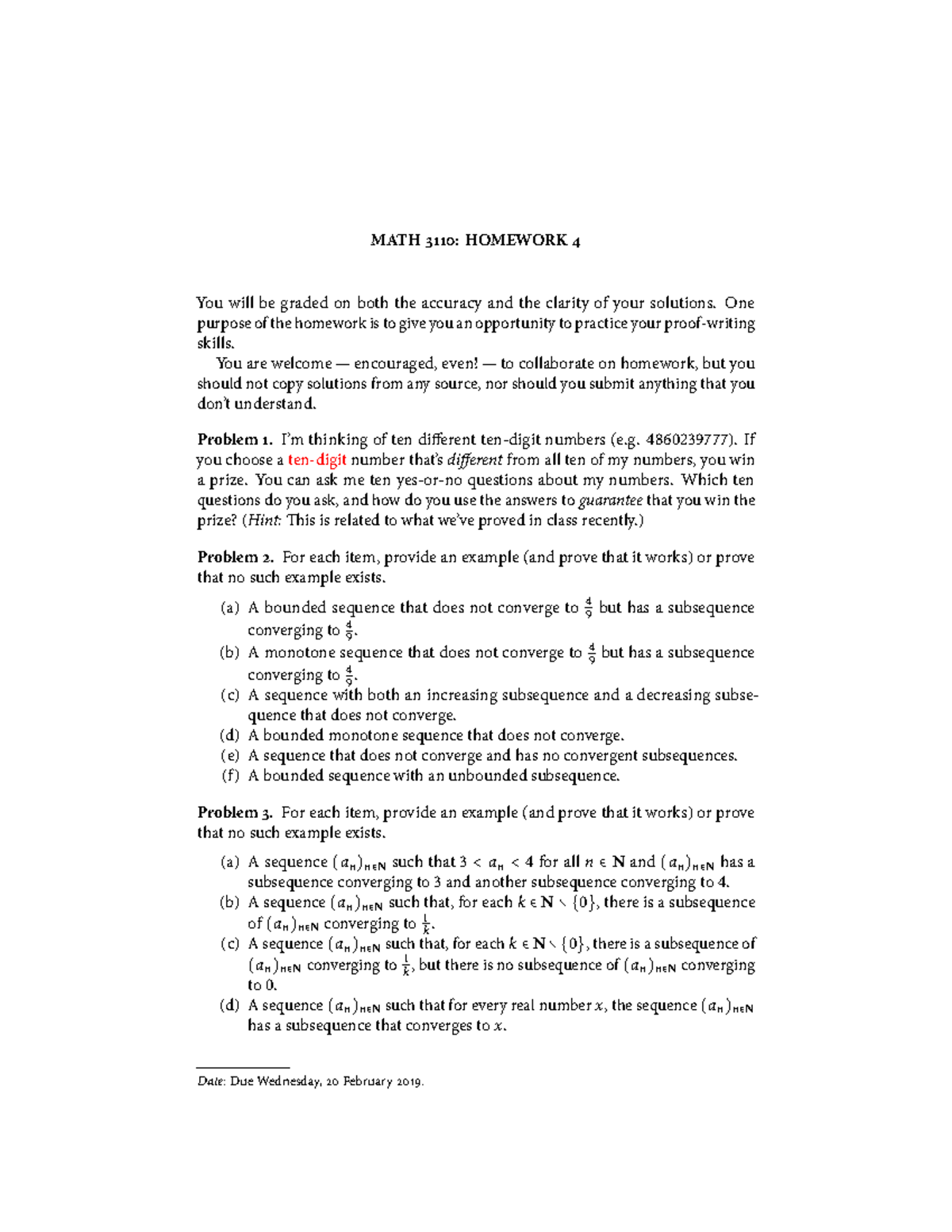 3110 Hw4 Homework From Math 3110 Taught By Professor Zach Norwood During Spring 2019 Math