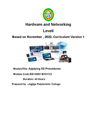 Operate Personal Computer final - for merge - Hardware and Networking Level I Based on November ...
