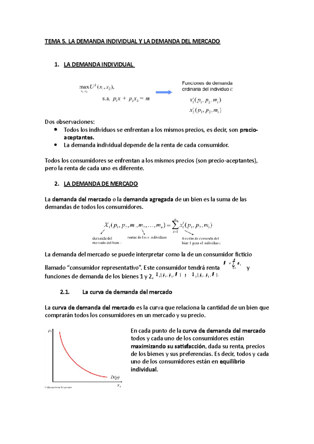 5 La demanda individual y la demanda de mercado - TEMA 5. LA DEMANDA ...