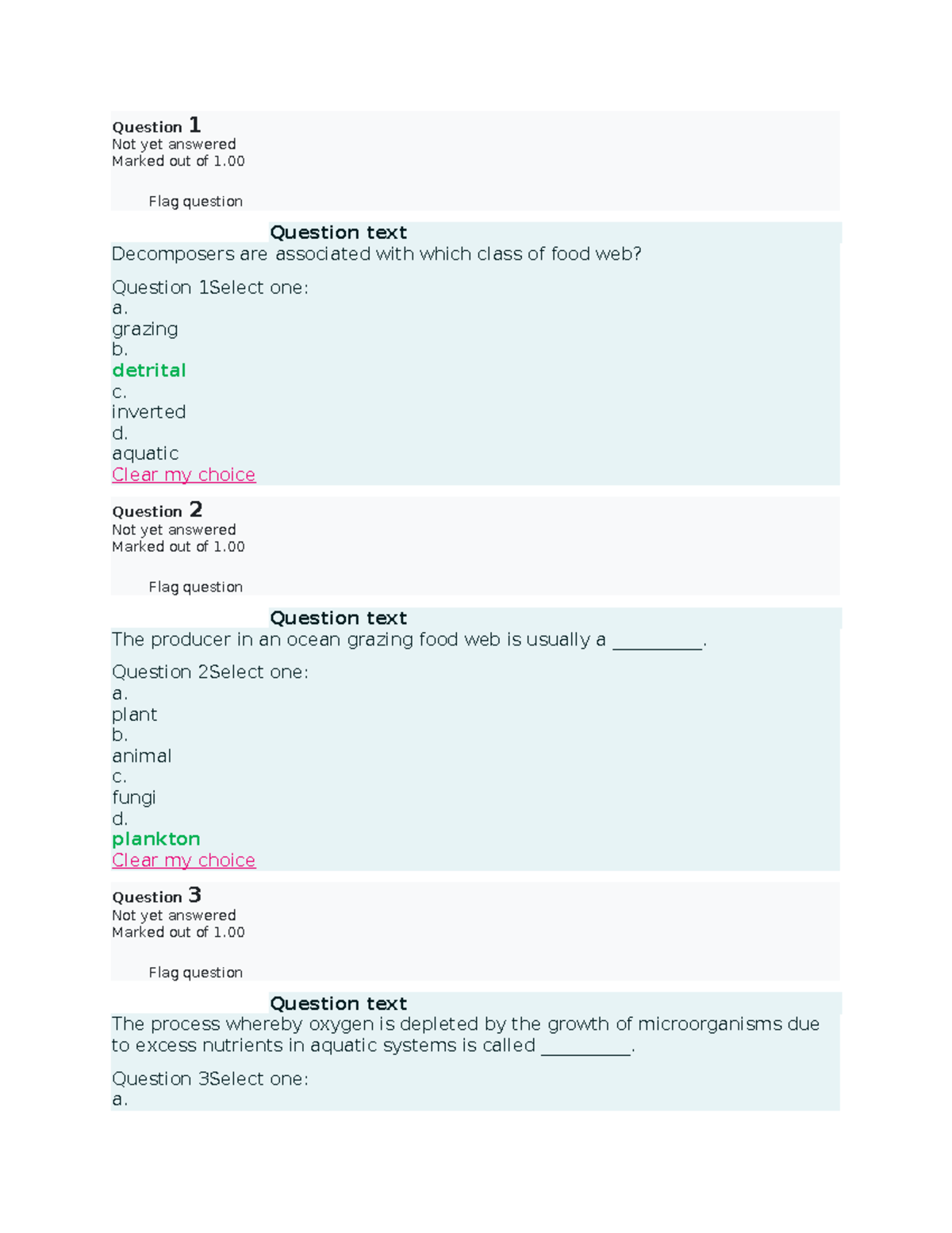 Quizes - Quizlets - Question 1 Not yet answered Marked out of 1. Flag ...
