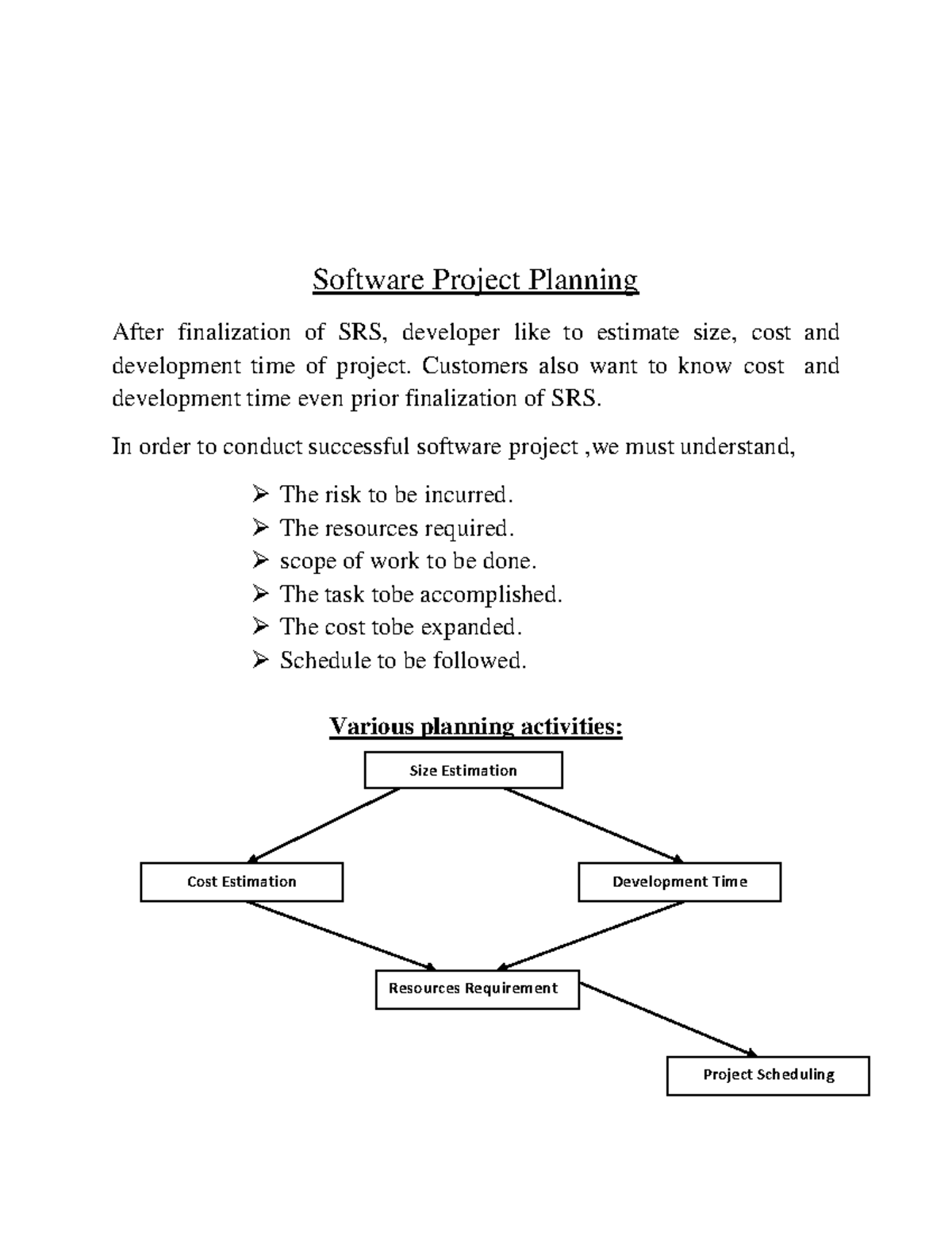 Software Project Planning - Software Project Planning After finalization of SRS, developer like ...