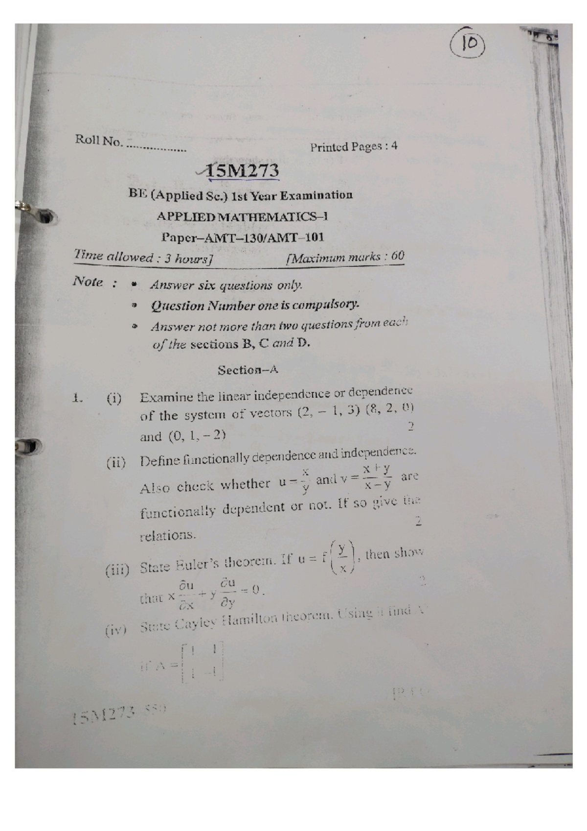 Maths PYQ 2 - worksheet - 7 - Mathematics - Studocu