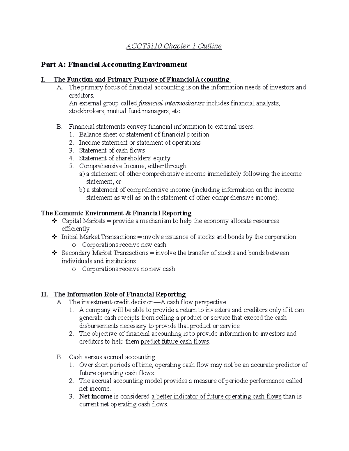 Outline - Chapter 1 - Professor Zining Li. Each document includes book ...