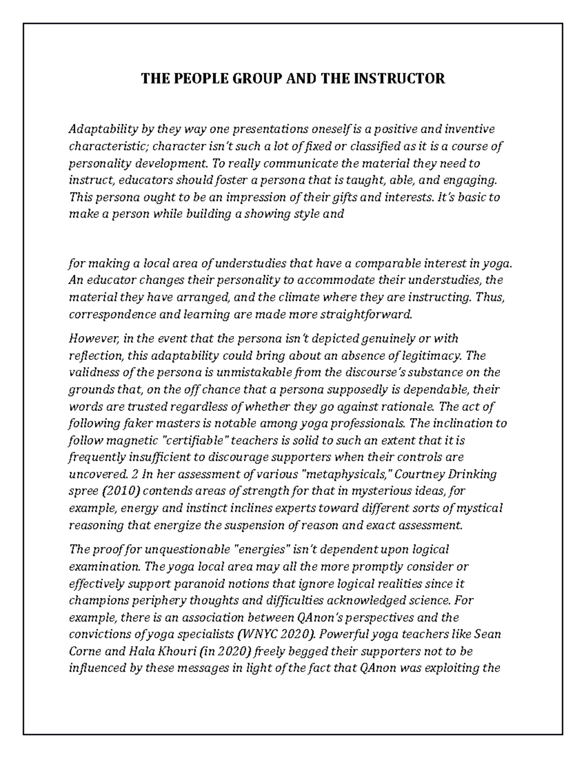 THE People Group AND THE Instructor - THE PEOPLE GROUP AND THE ...