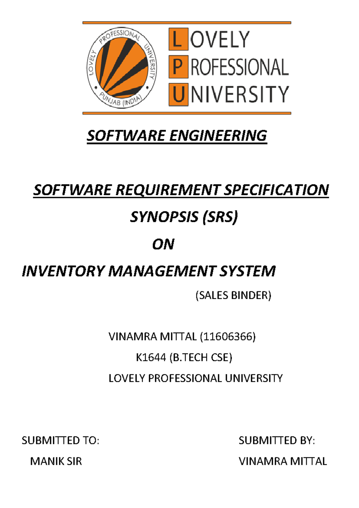 362823720 Software Requirement Specification on Online inventory management - SOFTWARE ...