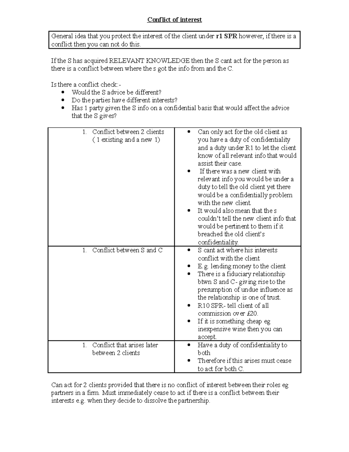 Conflictofinterest - LPC Notes - Conflict of interest General idea that ...