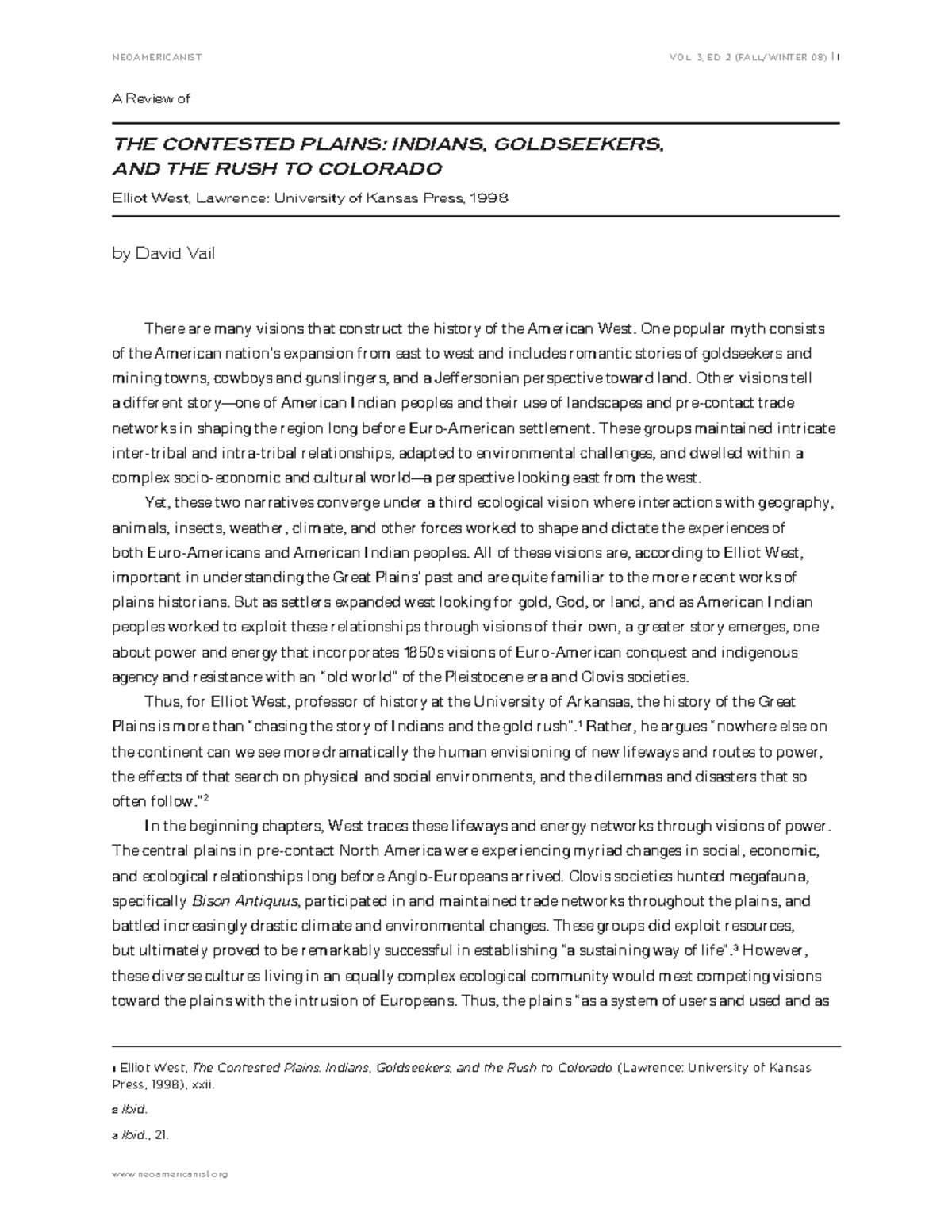 Article - the contested plains- indians goldseekers - NEOAMERICANIST ...