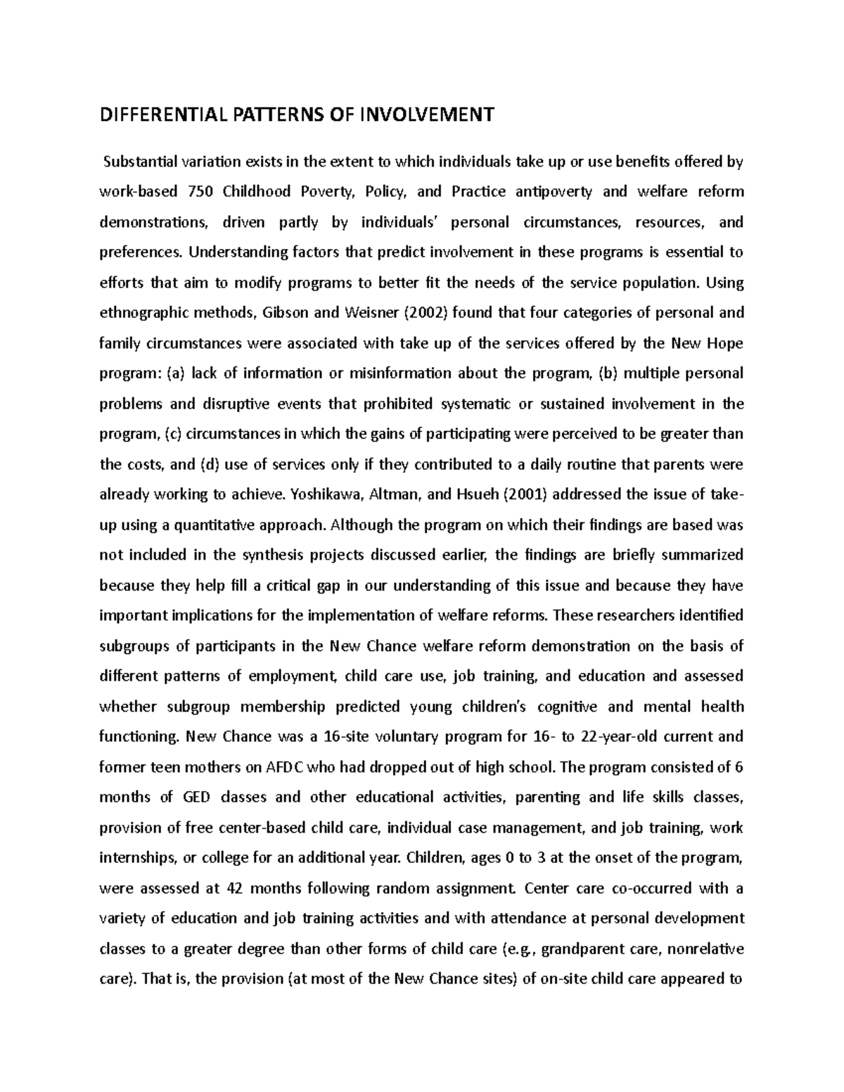 Differential Patterns OF Involvement - DIFFERENTIAL PATTERNS OF ...