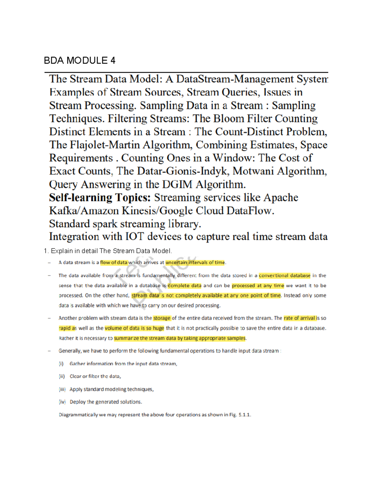 BDA M4 Notes - BDA MODULE 4 Explain in detail The Stream Data Model ...