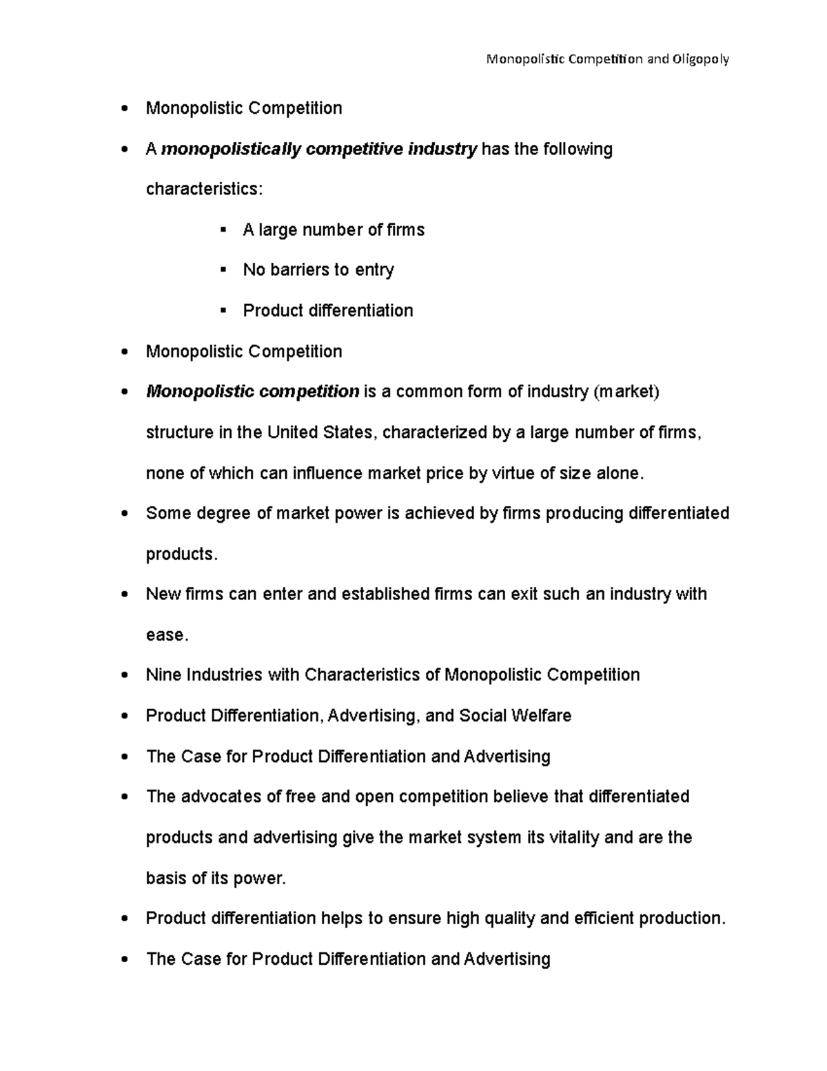 2021- ECON- Lecture Notes- Monopolistic Competition and Oligopoly ...