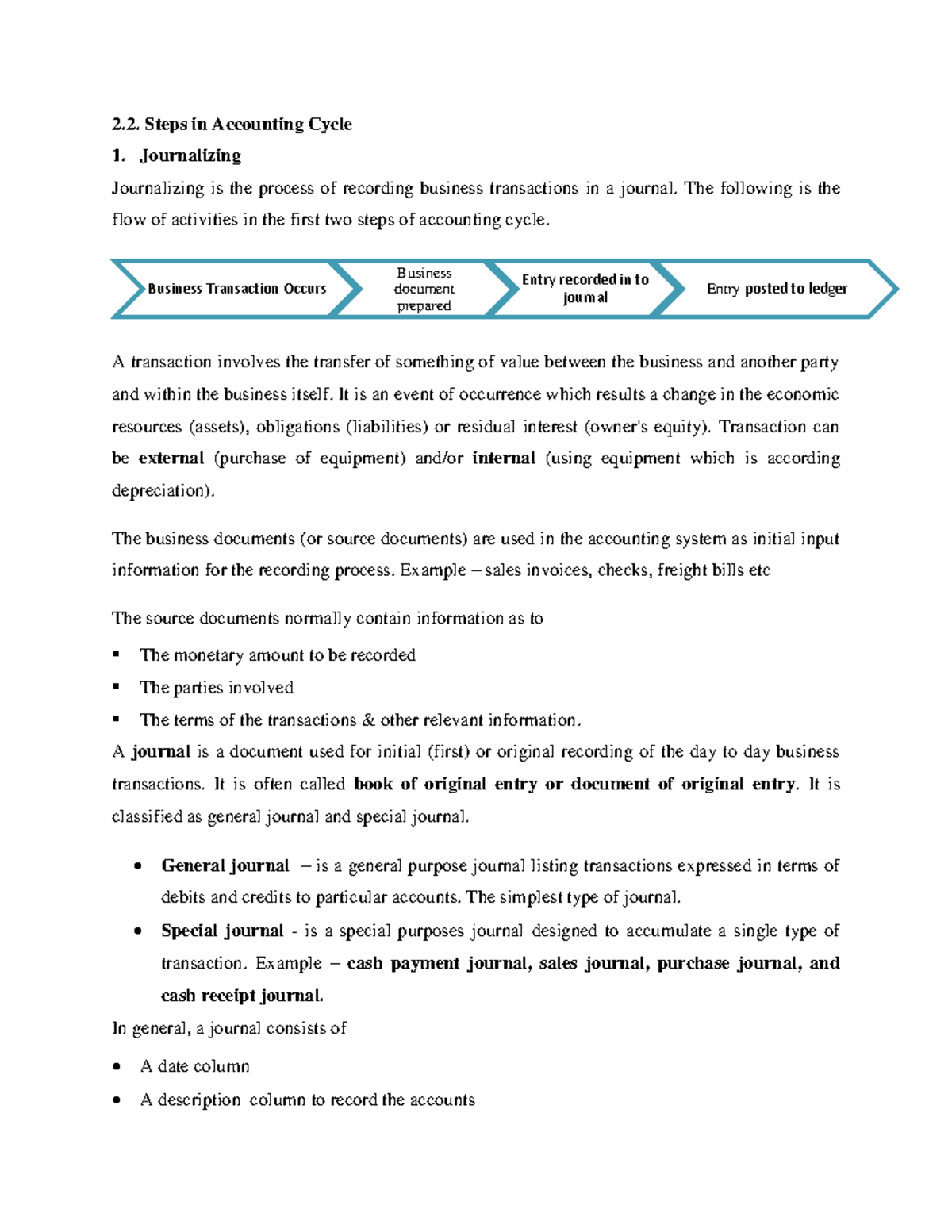 Illustration - doc - Steps in Accounting Cycle Journalizing ...