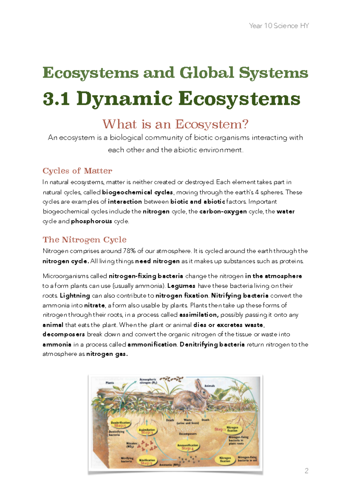 Year 10 Science yearly notes - Ecosystems and Global Systems 3 Dynamic ...