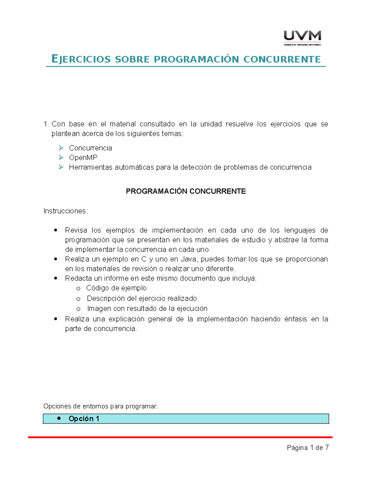 A7 Ejercicios pc subir - Actividad número 7 de programación concurrente - EJERCICIOS SOBRE - Studocu
