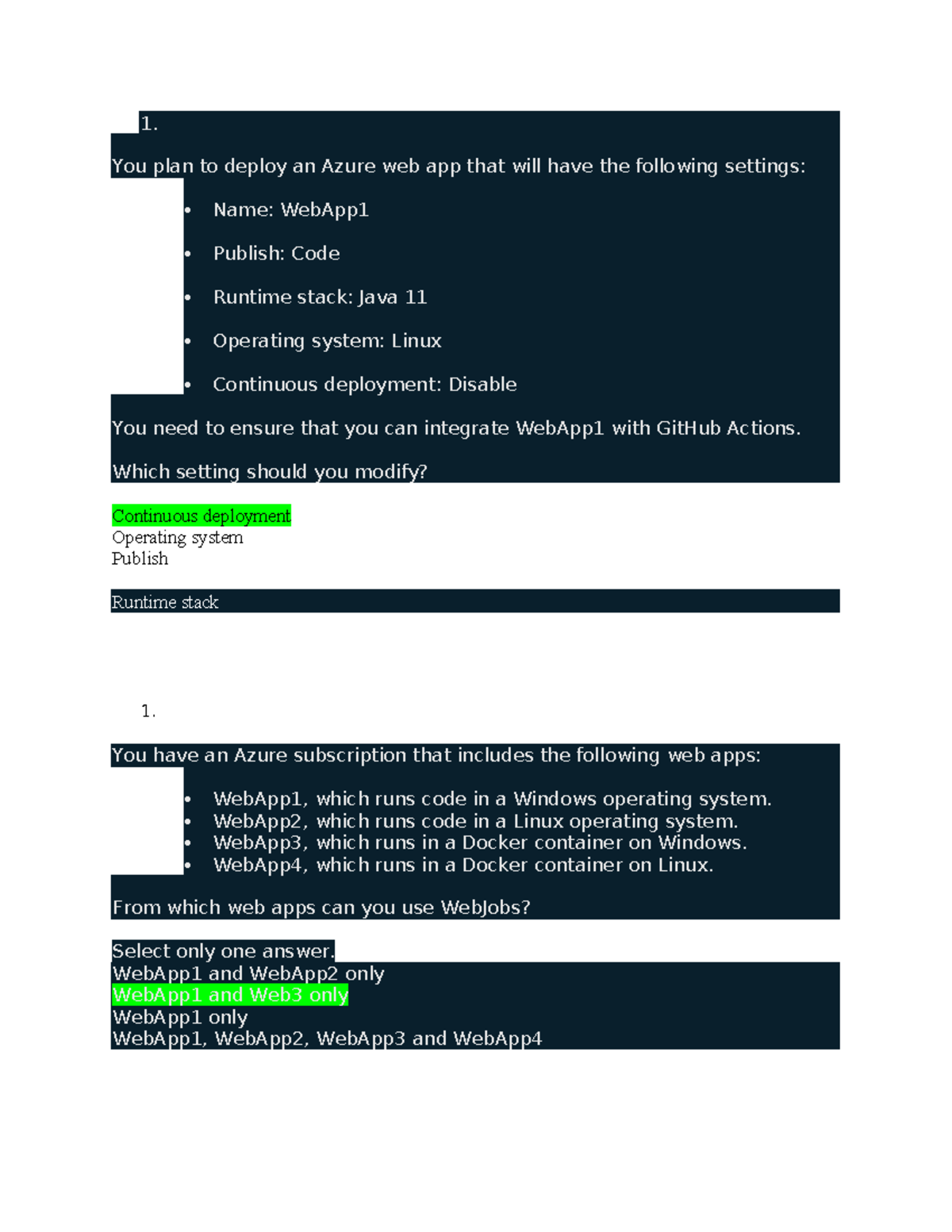 AZ-104 Renew - Exam cert questions - 1. You plan to deploy an Azure web ...