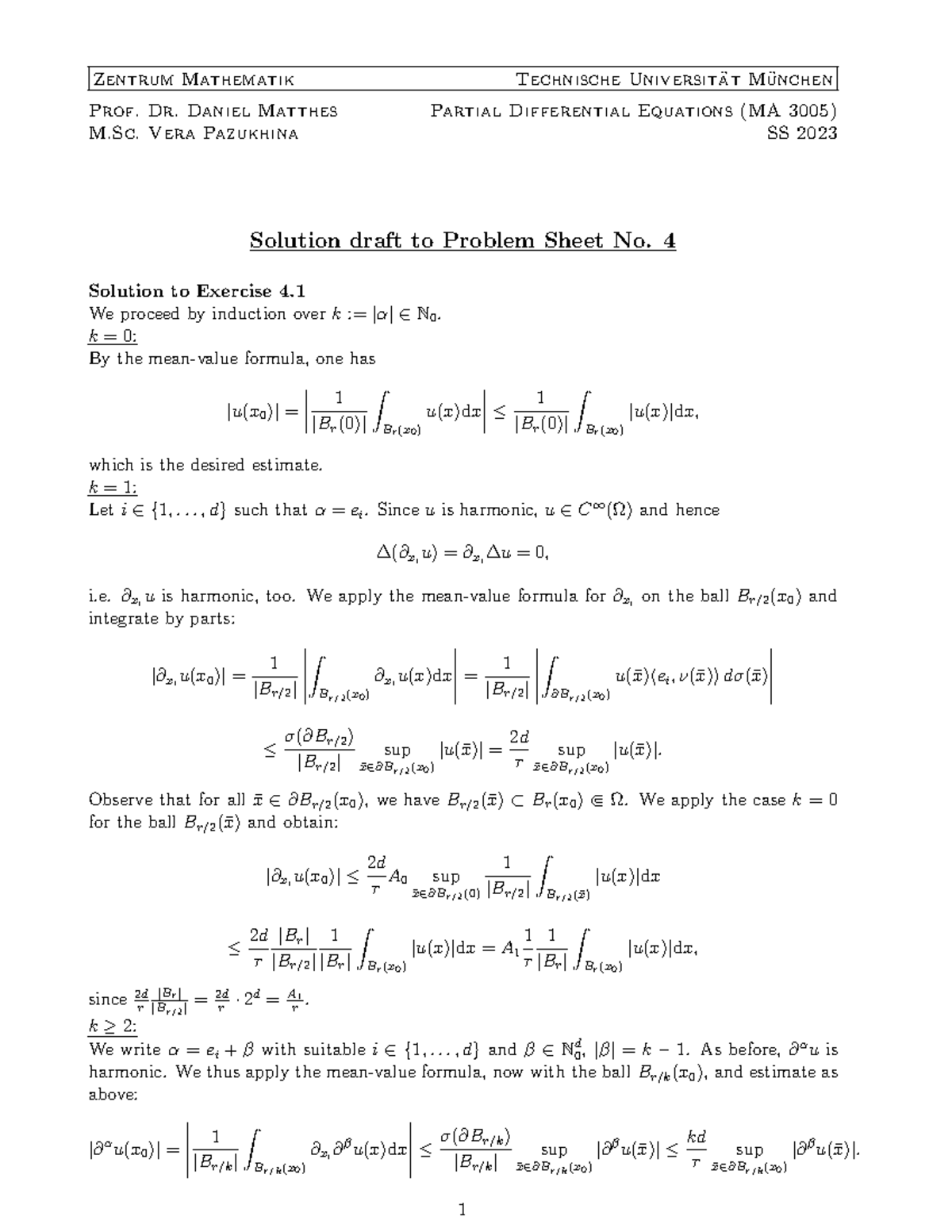 PDE Ex Sheet 04 sol - Zentrum Mathematik Technische Universit ̈at M ...