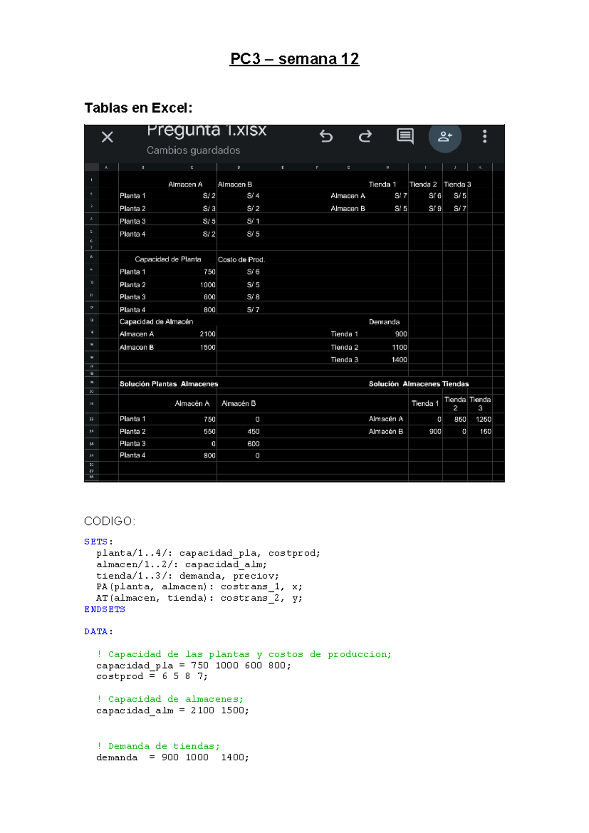 PC3 inv operativa - pc3 con nota 18 - PC3 – semana 12 Tablas en Excel ...