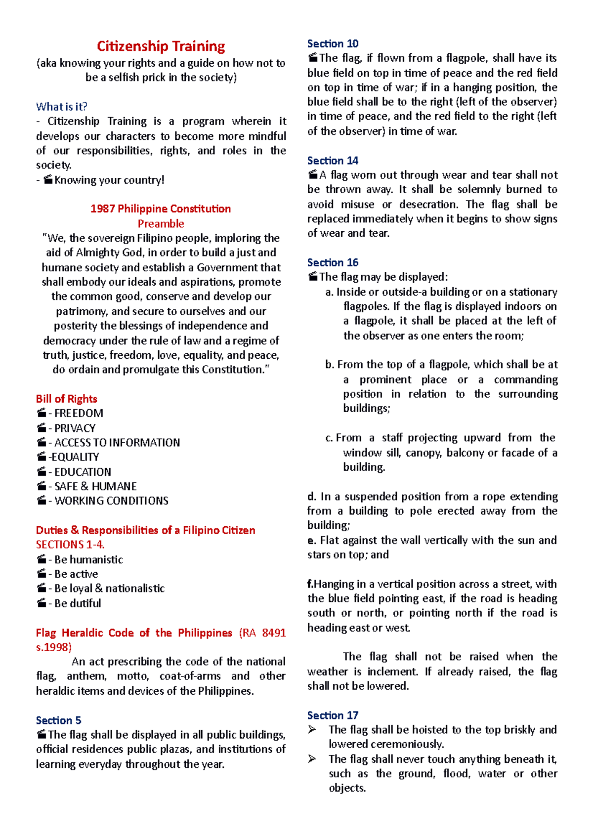 Citizenship Training notes - National Service Training Program 1 ...