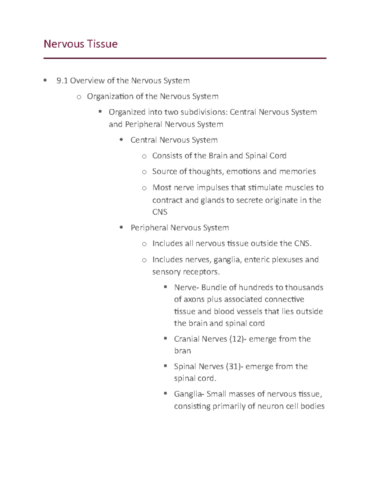 AnatomyandPhysiology:NervousTissue - Nervous Tissue 9 Overview of the ...