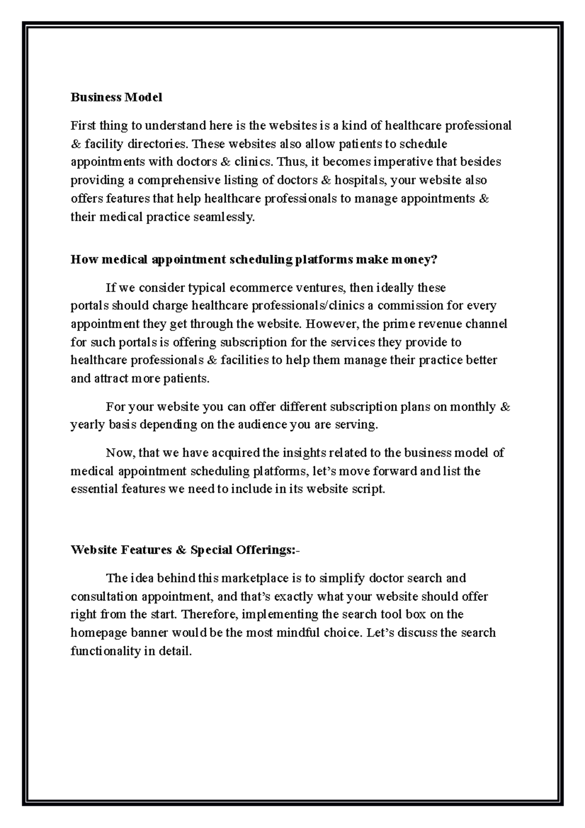 Practo Like website - Business Model First thing to understand here is ...