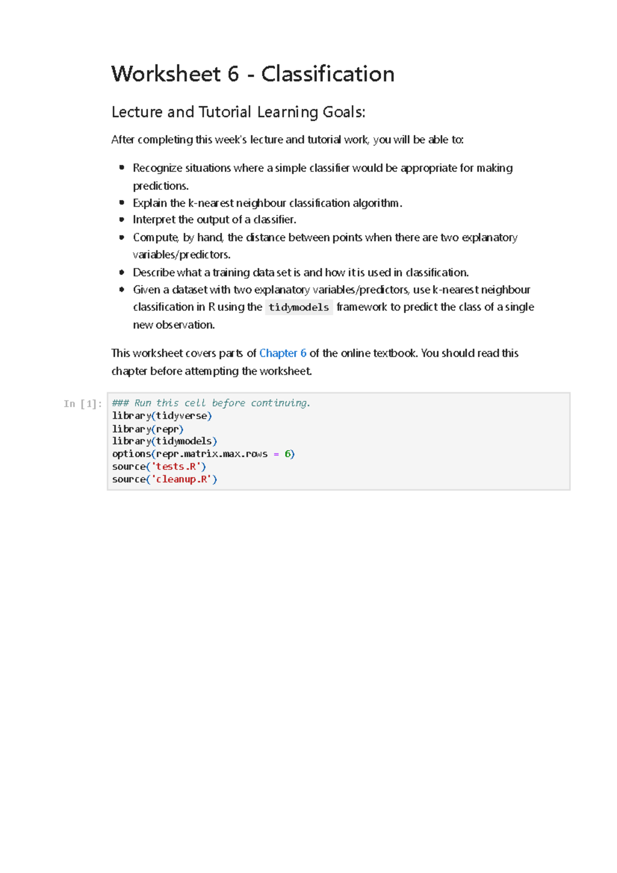 Worksheet cl… (5) - Jupyter Lab - Worksheet 6 - Classification Lecture and Tutorial Learning ...