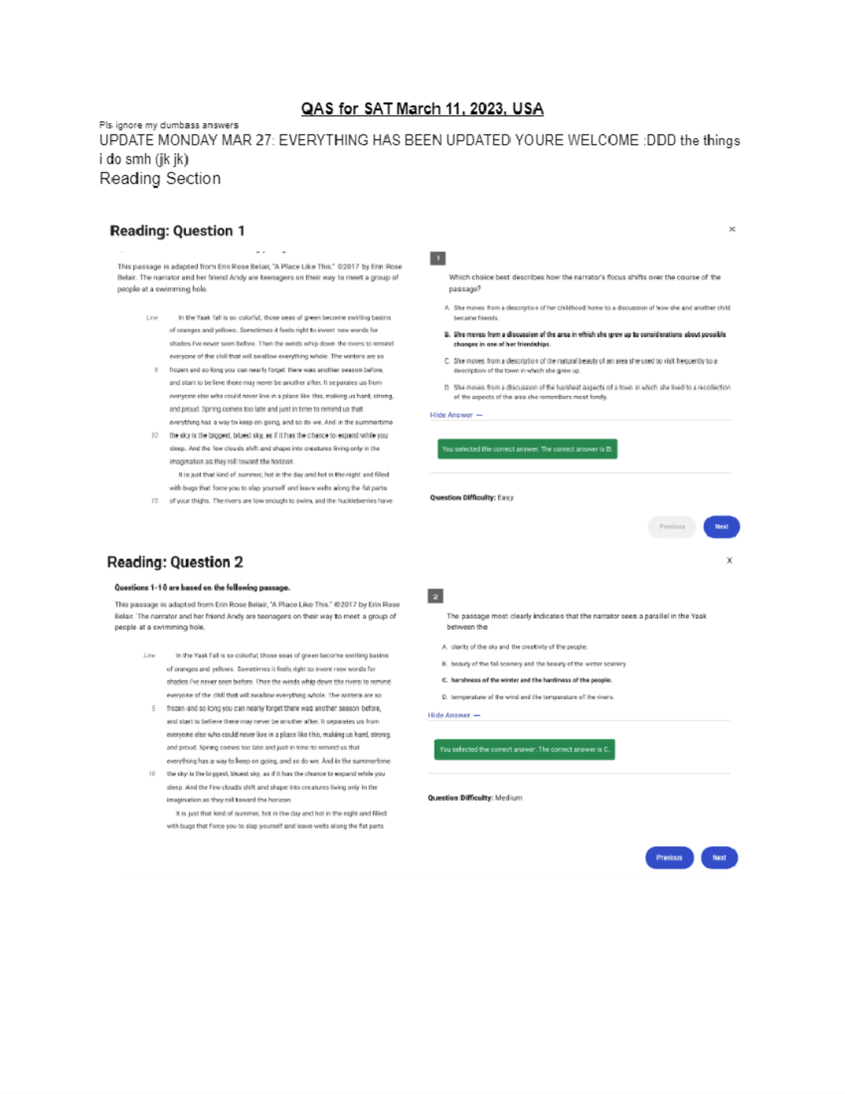 2023 March SAT TEST - Studocu