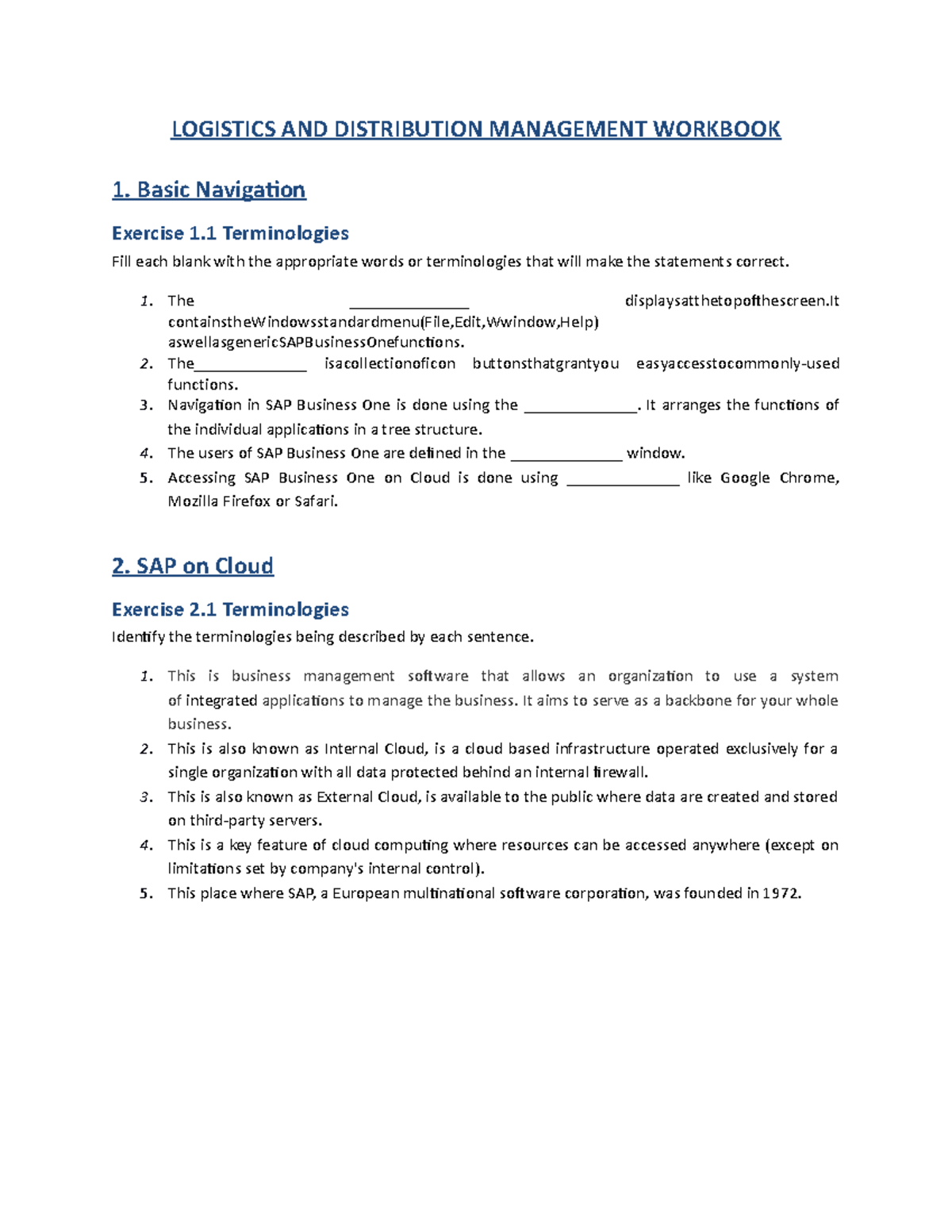 Workbook - LDM 3 - LOGISTICS AND DISTRIBUTION MANAGEMENT WORKBOOK 1 ...