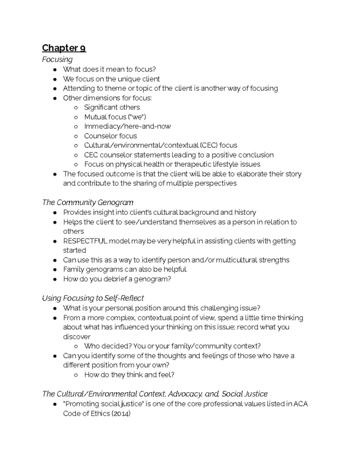 Techniques of Counseling Ch. 9 - Chapter 9 Focusing What does it mean ...