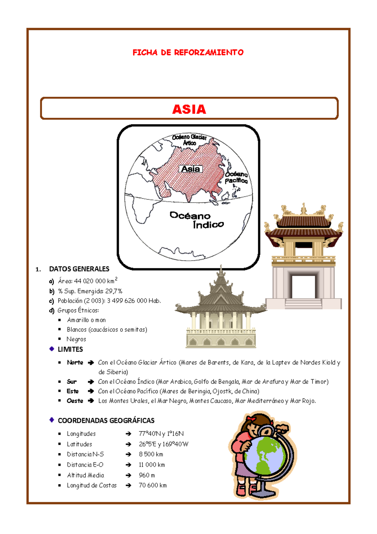Ficha DE Reforzamiento ASIA - ASIA FICHA DE REFORZAMIENTO 1. DATOS ...