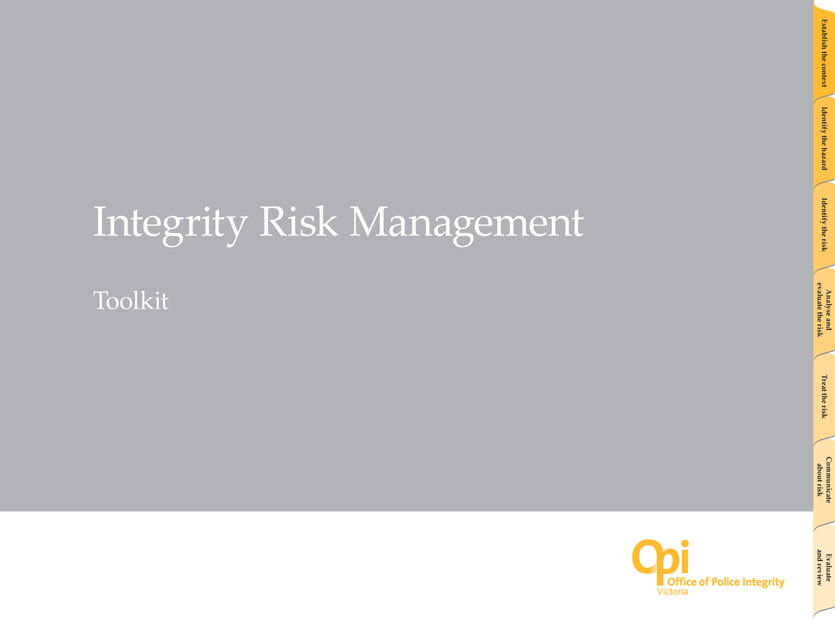 Integrity risk management toolkit - Integrity Risk Management Toolkit ...