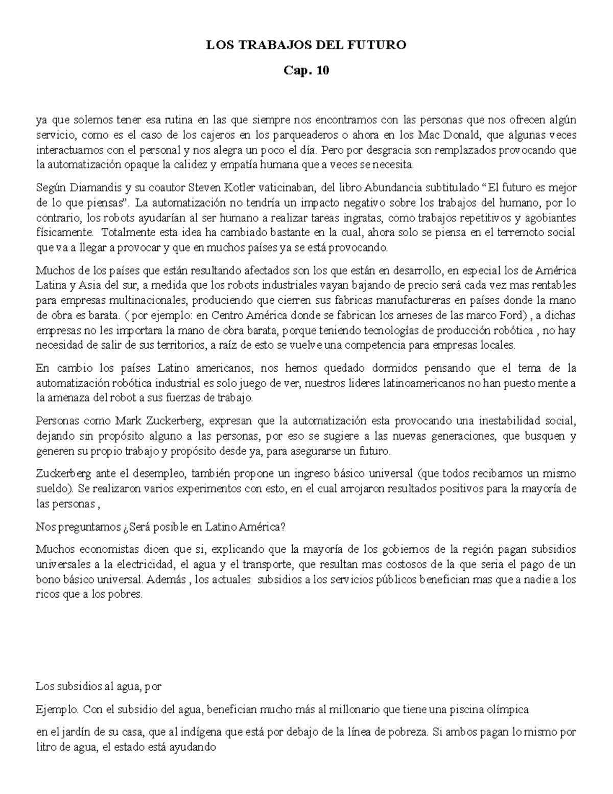 Resumen capitulo 10 LOS Trabajos DEL Futuro - LOS TRABAJOS DEL FUTURO ...